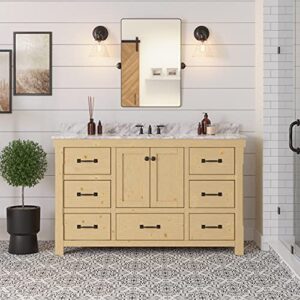 kitchen bath collection tuscany 60-inch single bathroom vanity (carrara/driftwood): includes driftwood cabinet with authentic italian carrara marble countertop and white ceramic sink