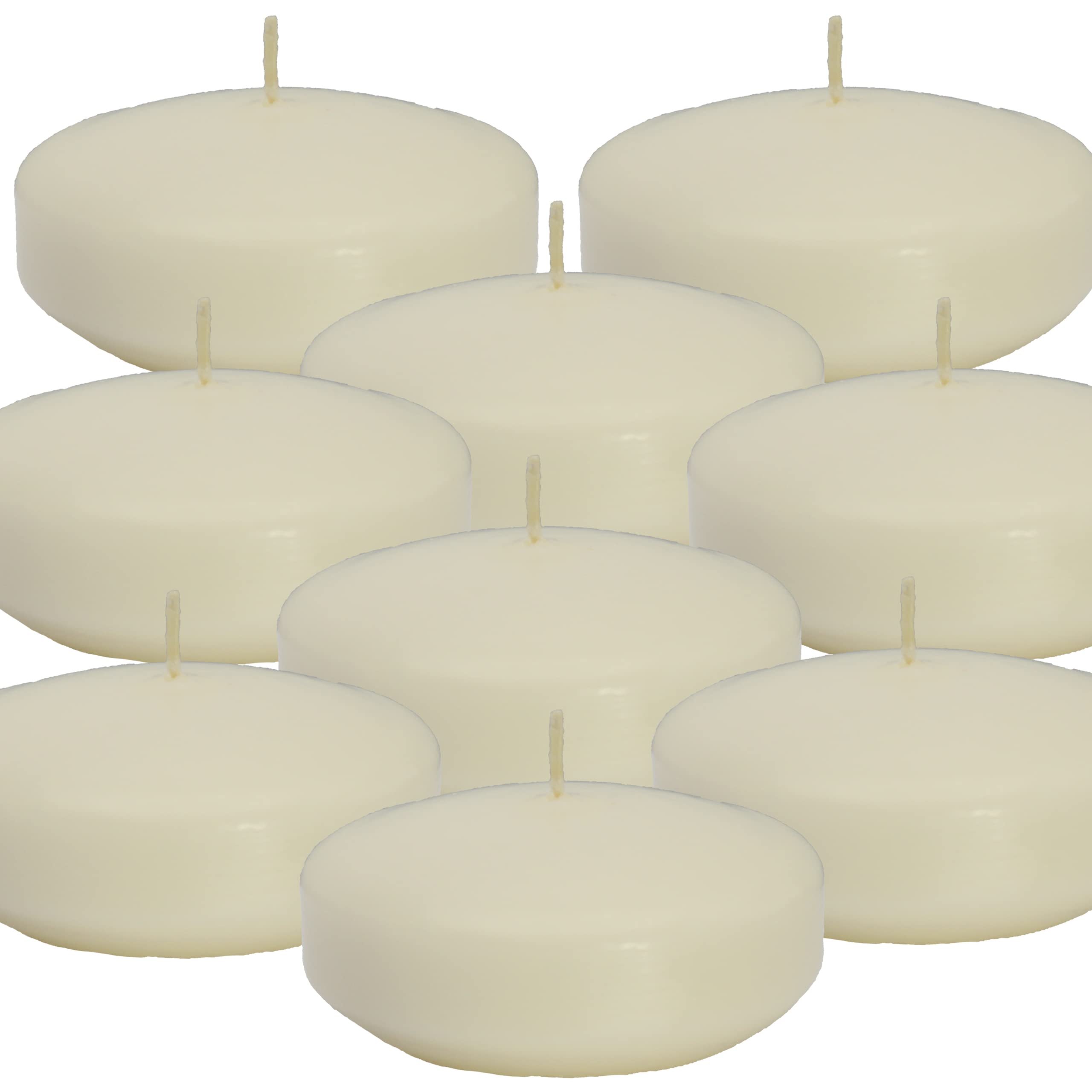 CandleNScent Unscented Floating Candles | Large 3 Inch - Fits in 3 Inch Vase and Above | Ivory| Floats On Water | Pack of 12