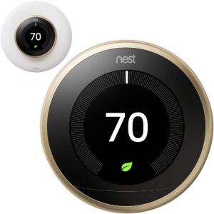 google nest learning smart thermostat - 3rd generation - brass t3032us bundle with elago wall plate upgraded wall mount cover designed for google nest learning thermostat - matte white