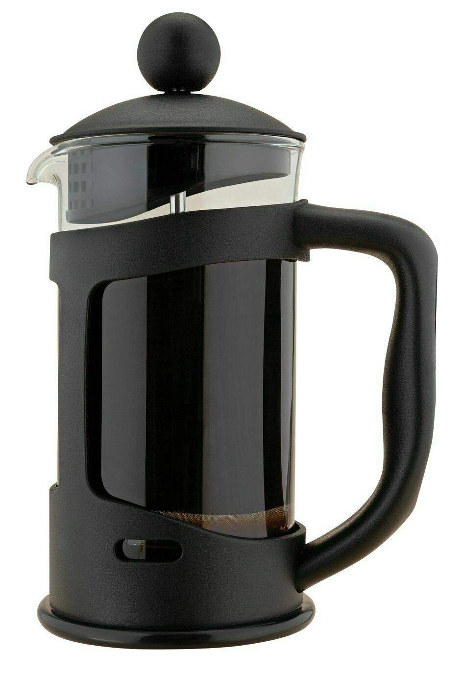 Classic Continental 350ml Black Cafetière – Premium Manual 3 Cup French Press Coffee Maker with Toughened Shockproof Glass Pot and Plunger Filter for Ground Beans Espresso Tea