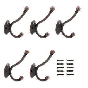 ulifestar 5 pack coat hooks wall mounted, metal hooks for hanging coats towels keys plants clothes bags,waterproof rustic shower hanger hooks for garage kitchen bathroom with screws (red copper)