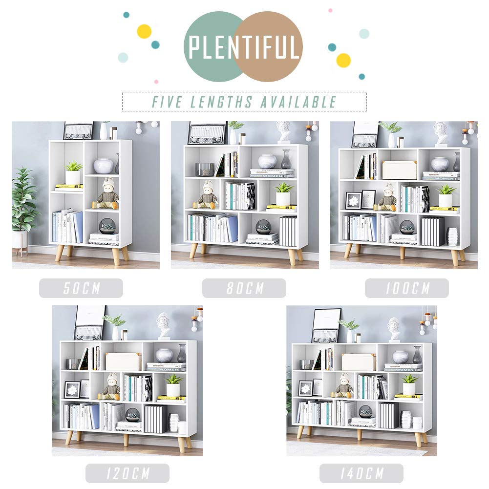 IOTXY Wooden Open Shelf Bookcase - 3-Tier Floor Standing Display Cabinet Rack with Legs, 10 Cubes Bookshelf, Warm White