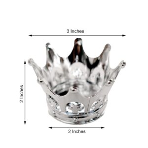 Efavormart 12 Pack - 3" Silver Fillable Crown Favor Containers for Wedding, Bridal Shower, Birthday, Candy Jars Decorations