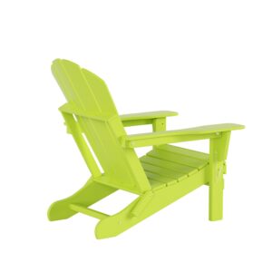 WO Home Furniture Set of 2pcs HDPE Adirondack Chairs Lounger Outdoor Folding Seat for Fire Pit, Beach, Balcony, Backyard, Lawn, Patio, Pool, Deck, Garden - Weather UV Resistant (Lime)