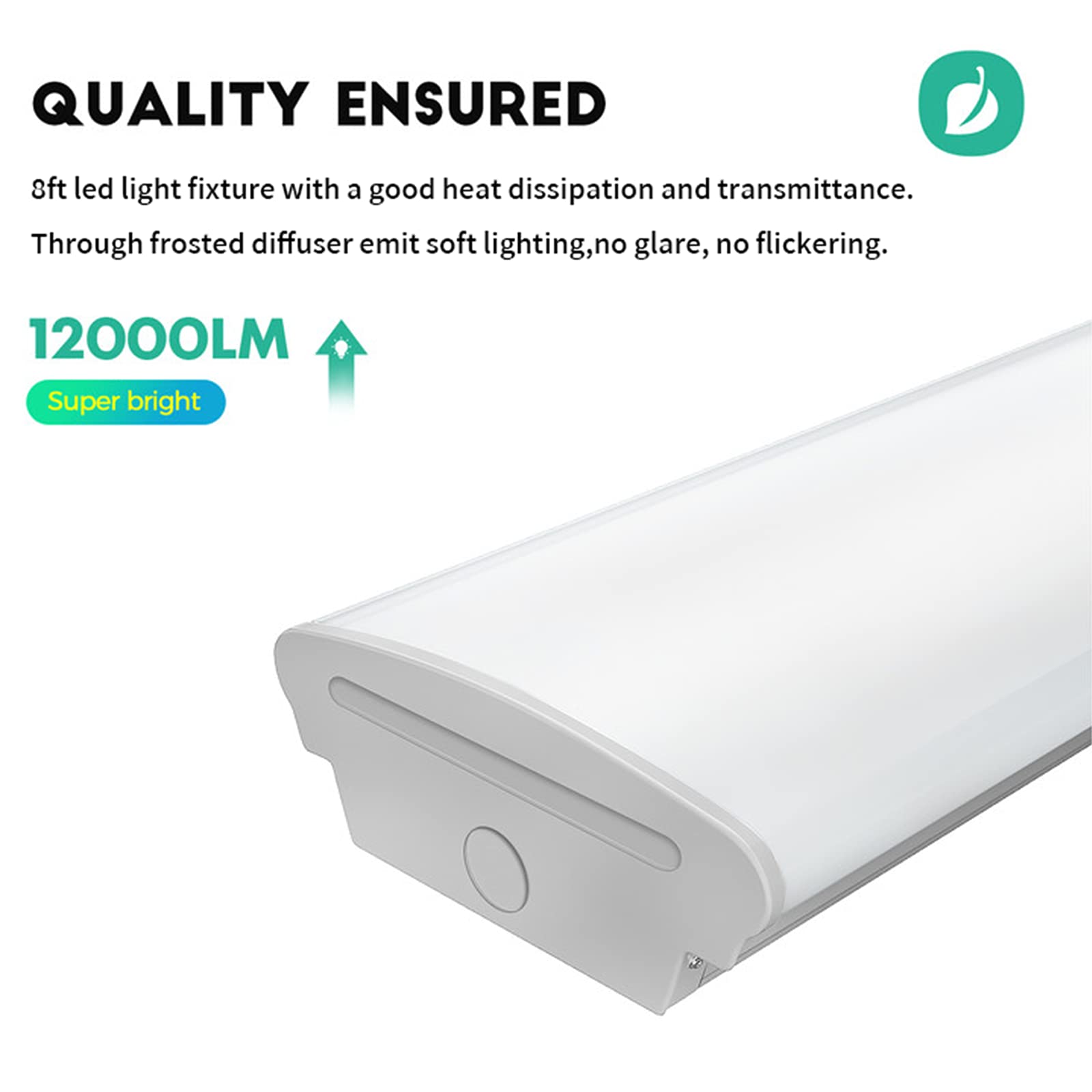 TychoLite 8FT LED Shop Lights 110W LED Garage Light, 5000K, 12000lm, 8 Foot LED Linear Strip Fixture, Surface and Suspend Mounting, for Warehouse, Workbench, Workshop, Replace for Fluorescent Tube