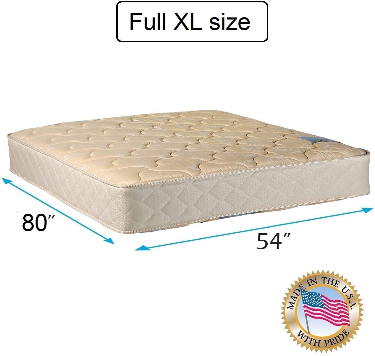 Dream Solutions USA DS USA Chiro Premier Gentle Firm Full XL 2-Sided Mattress Only with Mattress Protector Included (Beige) - Orthopedic, Innerspring coils, Long Lasting Comfort