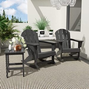 WO Home Furniture Patio Rocking Chair Set of 3 PCS Classic Outdoor Adirondack Rocker Chairs & Table (Grey)