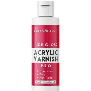 GRANOTONE Acrylic Artist's Varnish | Non-Yellowing | Non-Toxic | Anti-Crazing | High Gloss Finish | Suitable for Pro Artists, Hobby Painters & Kids | Made in India | 100 ML