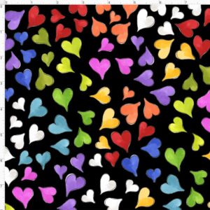 loralie designs happy hearts black fabric by the yard for quilting