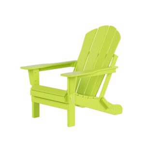 WO Home Furniture Set of 2pcs HDPE Adirondack Chairs Lounger Outdoor Folding Seat for Fire Pit, Beach, Balcony, Backyard, Lawn, Patio, Pool, Deck, Garden - Weather UV Resistant (Lime)