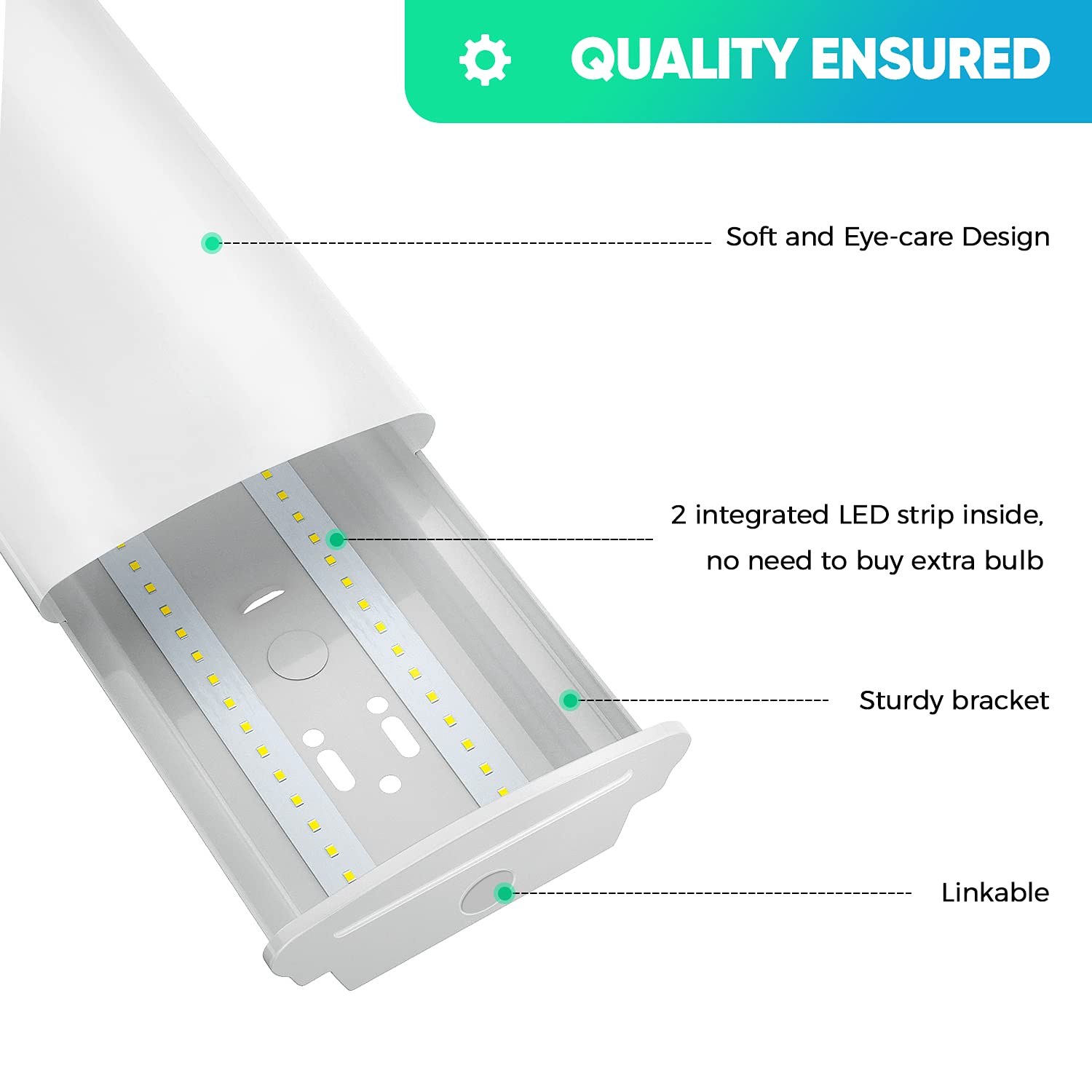 TychoLite 8FT LED Shop Lights 110W LED Garage Light, 5000K, 12000lm, 8 Foot LED Linear Strip Fixture, Surface and Suspend Mounting, for Warehouse, Workbench, Workshop, Replace for Fluorescent Tube