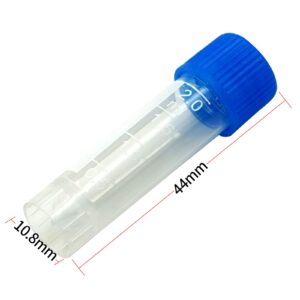 100 Pieces 2ml Plastic Graduated Vial Tube with Screw Caps, Test Tubes Small Test Sample Vial Storage Container for Lab (Blue)