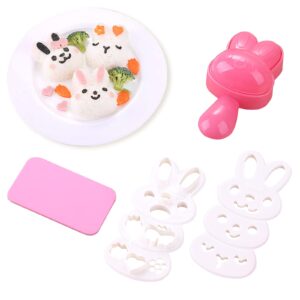 rice ball molds for kids cute rabbit pattern sushi mold rice shaper onigiri mold bento accessories diy kitchen tools with nori seaweed punch cutter