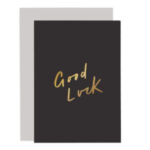 old english co. luck card - single black & gold blank good luck card | positivity cards for mum, sister, brother, husband & friends | special for birthdays, graduation & celebrations