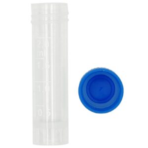 100 Pieces 2ml Plastic Graduated Vial Tube with Screw Caps, Test Tubes Small Test Sample Vial Storage Container for Lab (Blue)