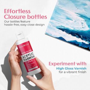 GRANOTONE Acrylic Artist's Varnish | Non-Yellowing | Non-Toxic | Anti-Crazing | High Gloss Finish | Suitable for Pro Artists, Hobby Painters & Kids | Made in India | 100 ML