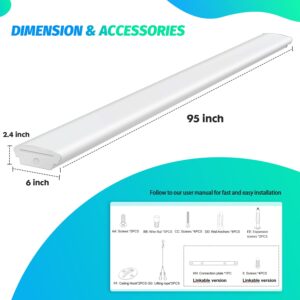 TychoLite 8FT LED Shop Lights 110W LED Garage Light, 5000K, 12000lm, 8 Foot LED Linear Strip Fixture, Surface and Suspend Mounting, for Warehouse, Workbench, Workshop, Replace for Fluorescent Tube