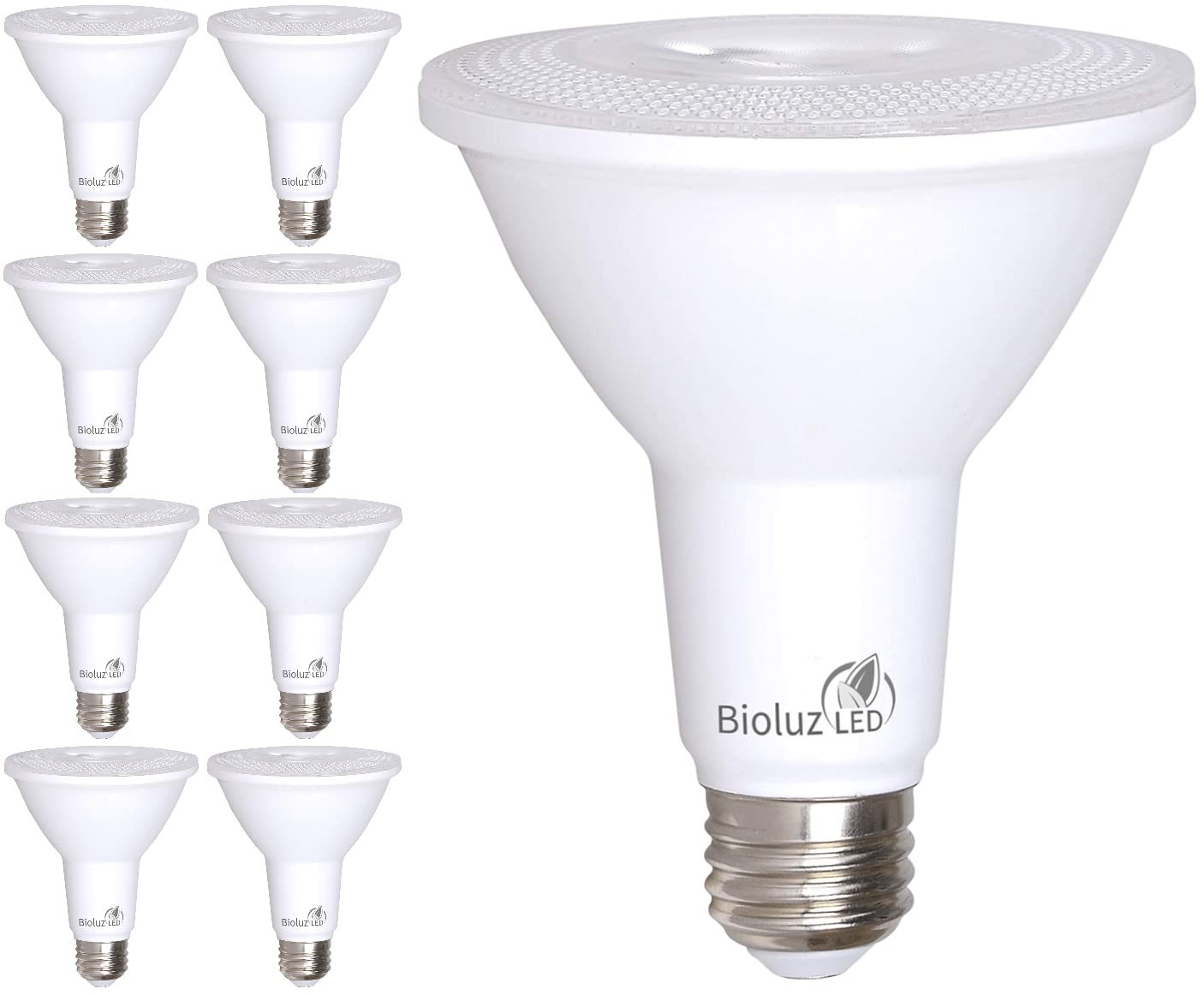 Bioluz LED 8-Pack PAR30 LED Light Bulbs, 10W = 100W Replacement, 3000K Soft White LED Light Bulbs, 90 CRI, Dimmable, LED Flood Light Outdoor, Spot Lights Indoor, UL Listed, Title 20 Compliant