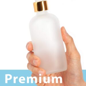 JUVITUS 8 oz / 240 ml Frosted Clear Glass Boston Round Bottle with Gold Fine Mist Spray (4 pack)