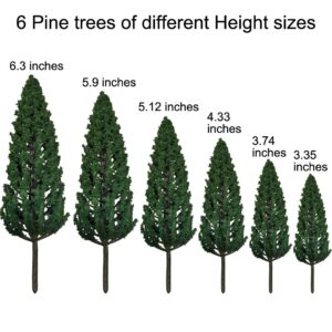 Model Trees Hobby Train Scenery Set Artificial Miniature Pine Cedar Firs Conifers Figurines Décor Toy Kit with Green Leaves and Base DIY for Moss Landscape Tunnels Buildings Decoration AnyBack 14