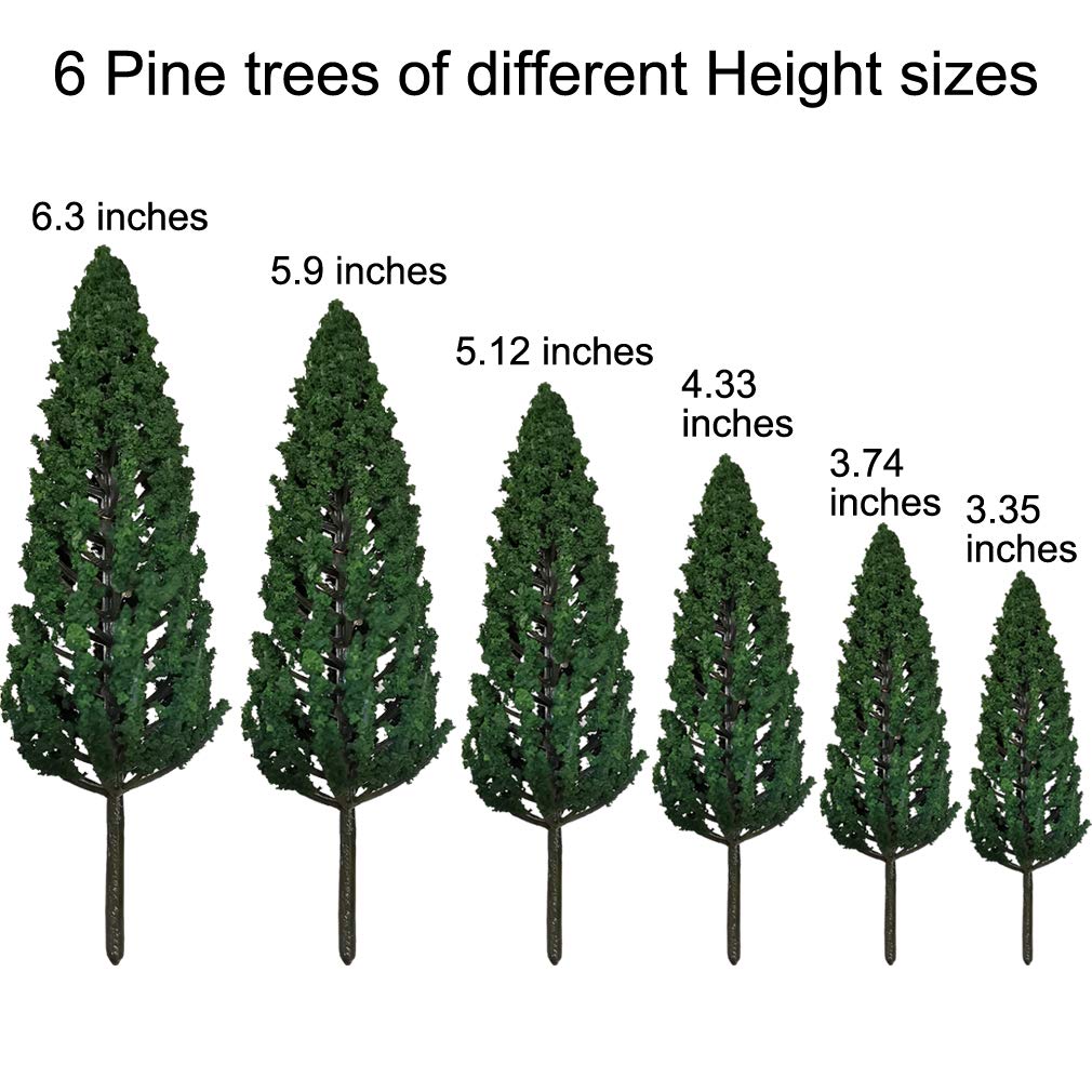 Model Trees Hobby Train Scenery Set Artificial Miniature Pine Cedar Firs Conifers Figurines Décor Toy Kit with Green Leaves and Base DIY for Moss Landscape Tunnels Buildings Decoration AnyBack 14