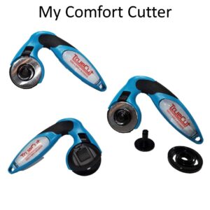 TrueCut Rotary Cutter Set - 3 Items: Large TrueCut Quilting Ruler (24.5-Inch by 6.5-Inch), Medium TrueCut Quilting Ruler (12.5-Inch by 6.5-Inch) and My Comfort Cutter Ergonomic Rotary Cutter (45mm)