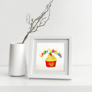 Colorful Happy Birthday Cupcake, Quilling Card 3D - Unique Dedicated Handmade, Design Greeting Card for Birthday | 6" x 6"