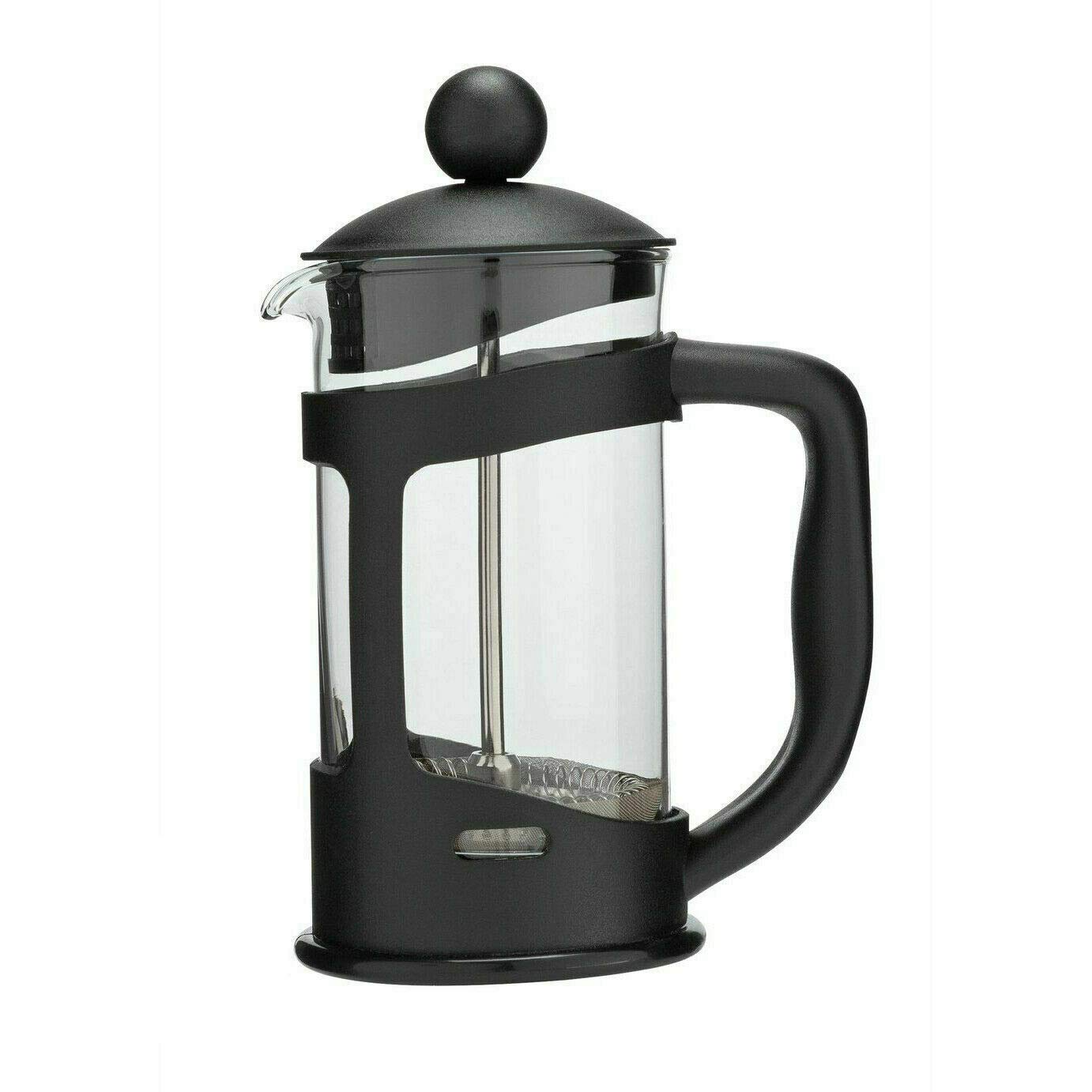 Classic Continental 350ml Black Cafetière – Premium Manual 3 Cup French Press Coffee Maker with Toughened Shockproof Glass Pot and Plunger Filter for Ground Beans Espresso Tea