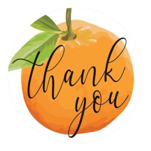 orange little cutie baby shower thank you stickers, party favor bag stickers - 40 count