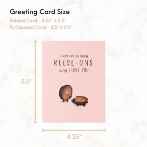 ALY LOU Cute Anniversary Card, Birthday Card for Her Him/Girlfriend Wife/Husband Boyfriend, Friendship Thank You Kawaii Greeting Card (There are so many reese-ons why I love you)