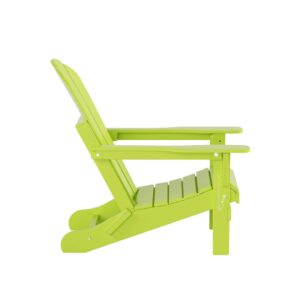 WO Home Furniture Set of 2pcs HDPE Adirondack Chairs Lounger Outdoor Folding Seat for Fire Pit, Beach, Balcony, Backyard, Lawn, Patio, Pool, Deck, Garden - Weather UV Resistant (Lime)