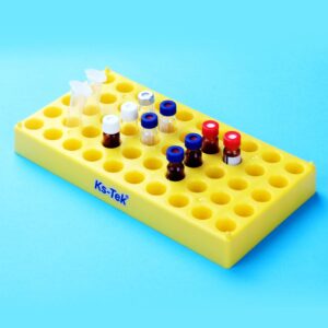 Ks-Tek 2Pcs Vial Rack,Yellow Polypropylene(PP) Vial Holder for 2mL Autosample Vial with 50 Holds Diameter 12mm,Stackable Vial Racks,Centrifuge Tube Rack,Bottle Racks