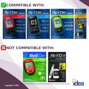 Reli On Premier Blood Glucose Testing Strips | Glucose Test Strips | Test Strips for Diabetes | Blood Sugar Strips | Diabetic Test Strips | Relion Premier Test Strips 100 Count 1 Pack + B. Idea Guide