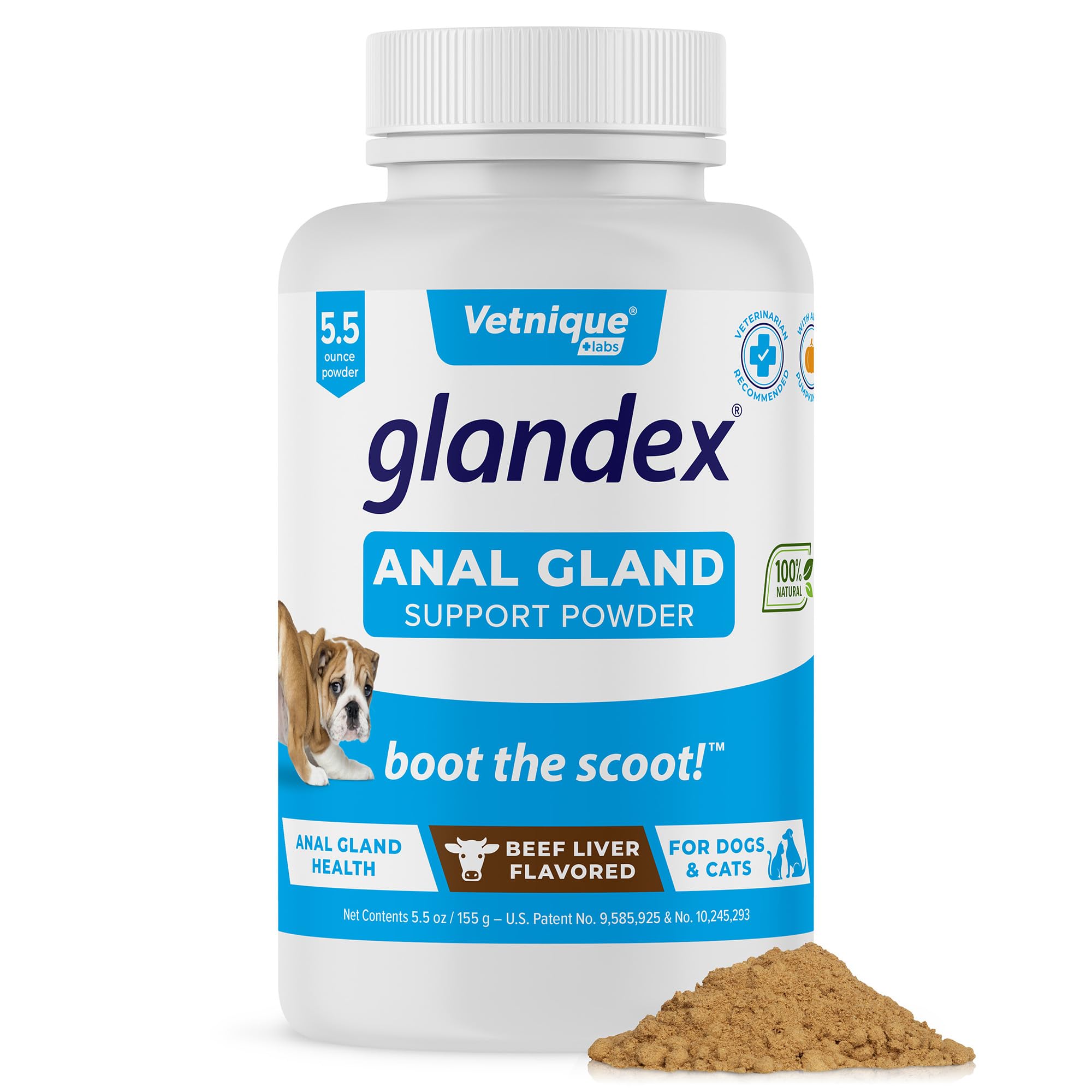 Vetnique Labs Glandex for Dogs 5.5oz Beef Anal Gland Powder Supplement & Profivex Probiotics for Dogs 4.25oz Pork Powder