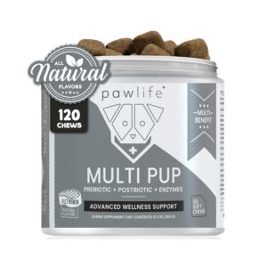 pawlife all natural multivitamin soft chews for dogs| glucosamine chondroitin for joint support with probiotics for gut & immune health| mobility and advanced wellness support|4-month supply