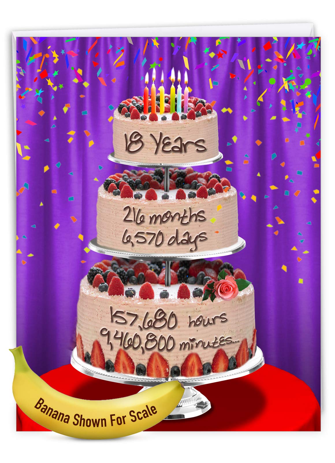 NobleWorks - 18th Milestone Birthday Card (8.5 x 11 Inch) - 18 Year Old Celebration, Stationery from All of Us - Year Time Count 18 J9404MBG-US