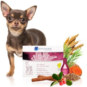 dermoscent atop 7 spot-on - dogs and cats up to 22lbs - soothing care for sensitive, dry and itchy skin or allergy prone skin - natural ingredients - 4 pipettes