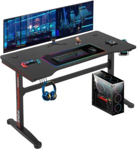 computer desk gaming desk 47 inches office desk carbon fiber cup holder and socket rack full-surface mouse pad