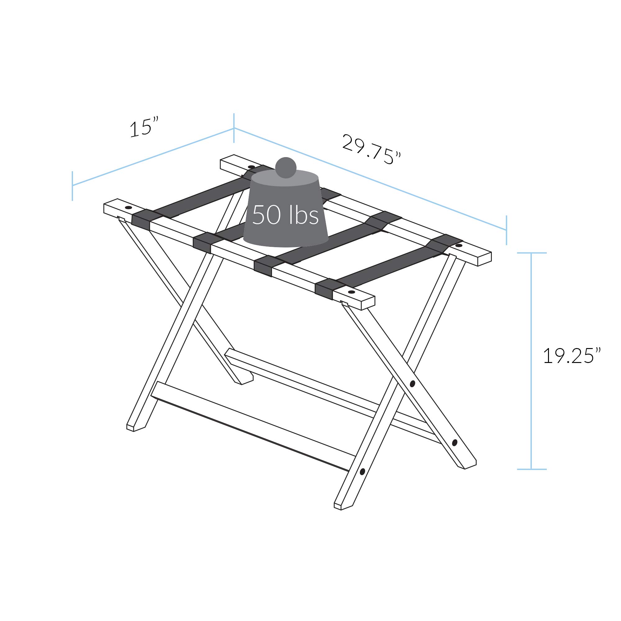 Casual Home Heavy Duty 30" Extra Wide Luggage Rack, Walnut (New)