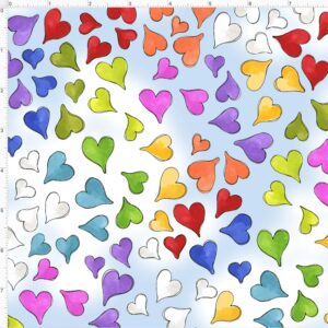 loralie designs happy hearts blue sky fabric by the yard for quilting