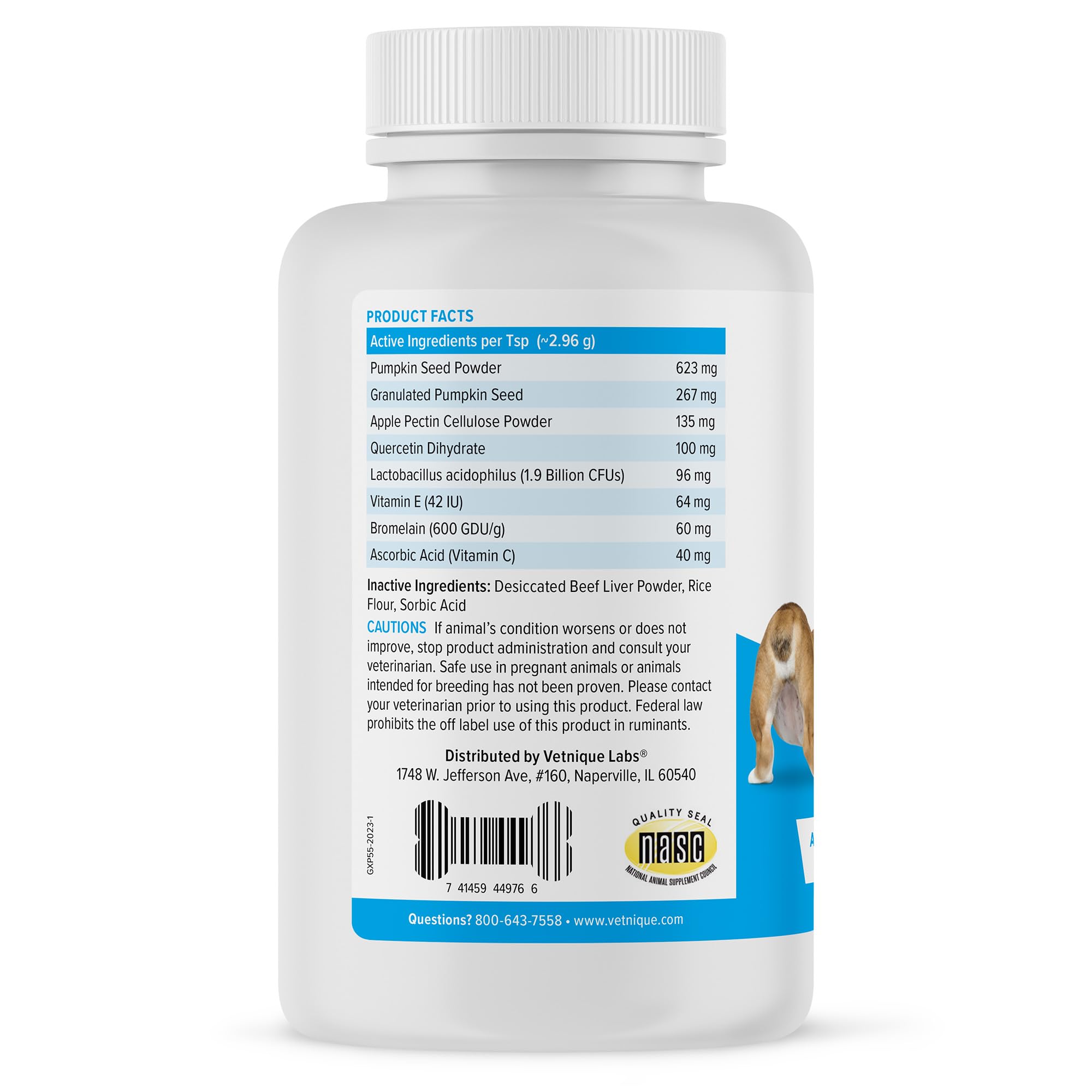 Vetnique Labs Glandex for Dogs 5.5oz Beef Anal Gland Powder Supplement & Profivex Probiotics for Dogs 4.25oz Pork Powder