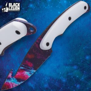 BLACK LEGION Cosmic Battle 6 Piece Knife Set | Includes Survival, Throwing, Pocket, Gut-Hook Knives | Fantasy Cosmic Design | Includes Sheaths for Each | Ergonomic Handles | Complete Set