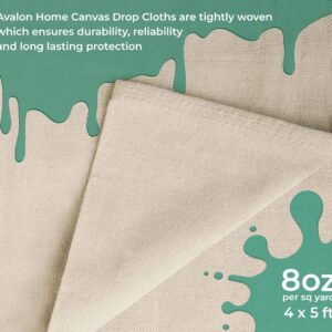 Avalon Home Canvas Drop Cloth 4x5 ft Pack of 1-8oz Painters Drop Cloth for Painting - Canvas Tarps for Floor & Furniture Protection - All Purpose Canvas Fabric Painting Drop Cloths