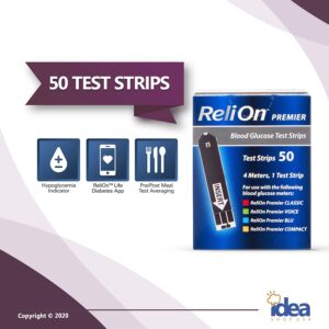 Relion Premier Blood Glucose Test Strips 50ct (3 Pack) Bundle with Exclusive "Look After Your Diabetes" - Better Idea Guide (4 Items)