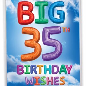 NobleWorks - Large 35th Happy Birthday Card (8.5 x 11 Inch) - Funny 35 Year Milestone Bday Congrats, Jumbo Group Card from All of Us (Not 3D or Raised) - Inflated Messages 35 J9398MBG-US