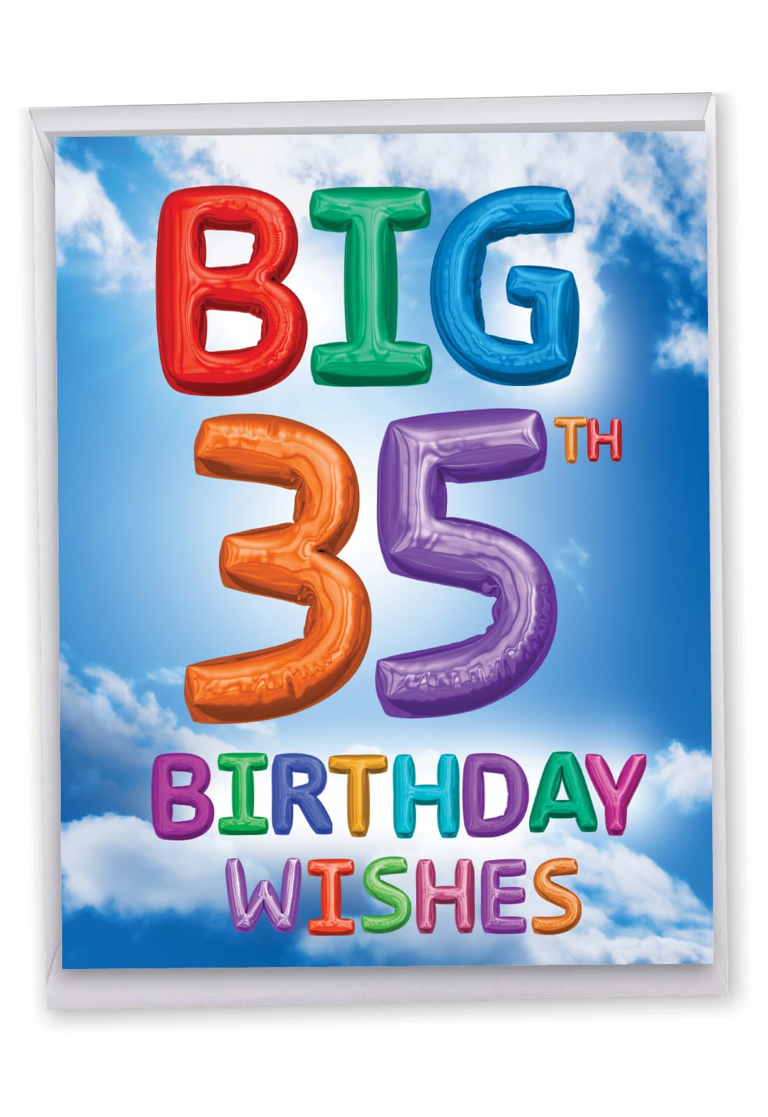 NobleWorks - Large 35th Happy Birthday Card (8.5 x 11 Inch) - Funny 35 Year Milestone Bday Congrats, Jumbo Group Card from All of Us (Not 3D or Raised) - Inflated Messages 35 J9398MBG-US