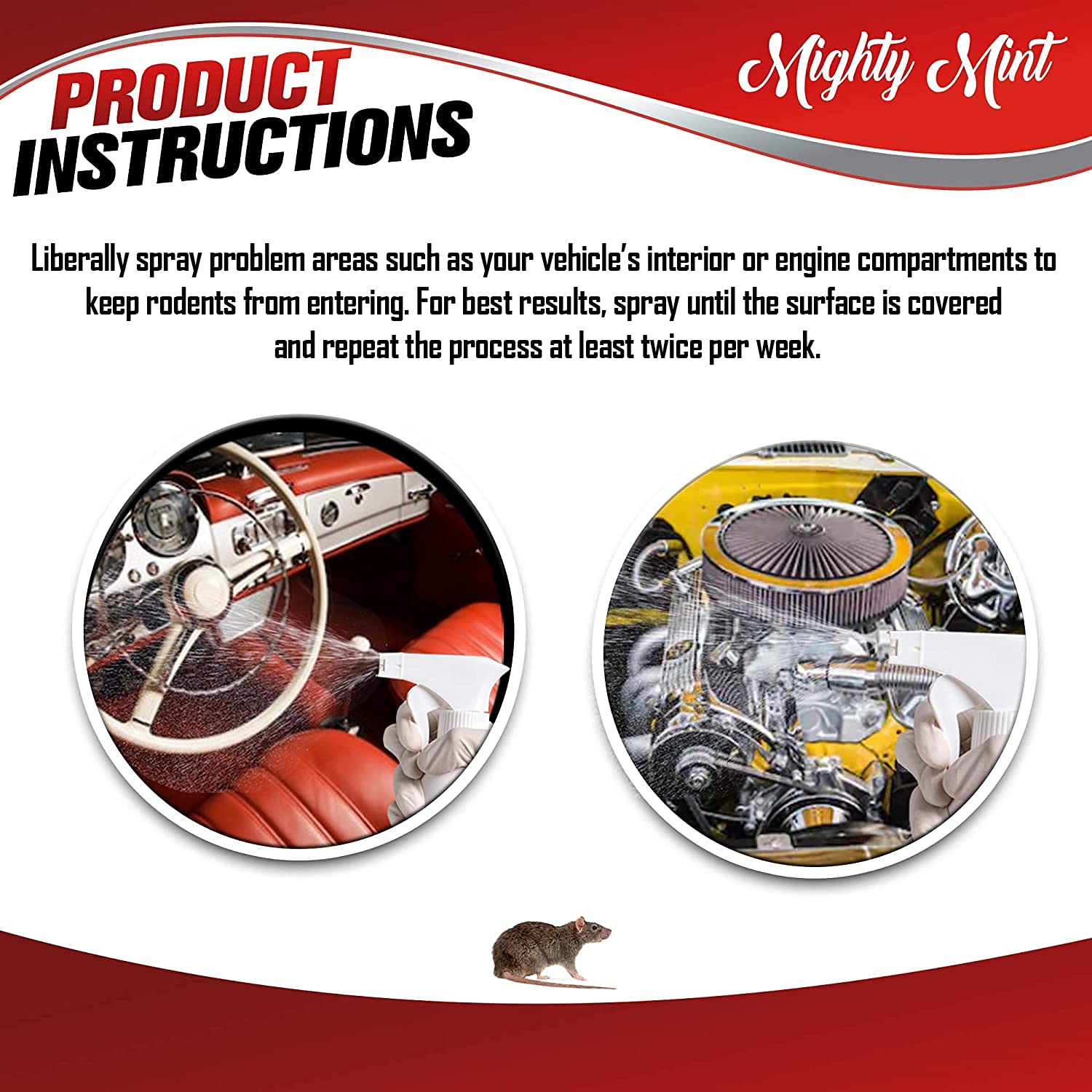 Mighty Mint Gallon (128 oz) Rodent Repellent Spray for Vehicle Engines and Interiors - Cars, Trucks, RVs, & Boats