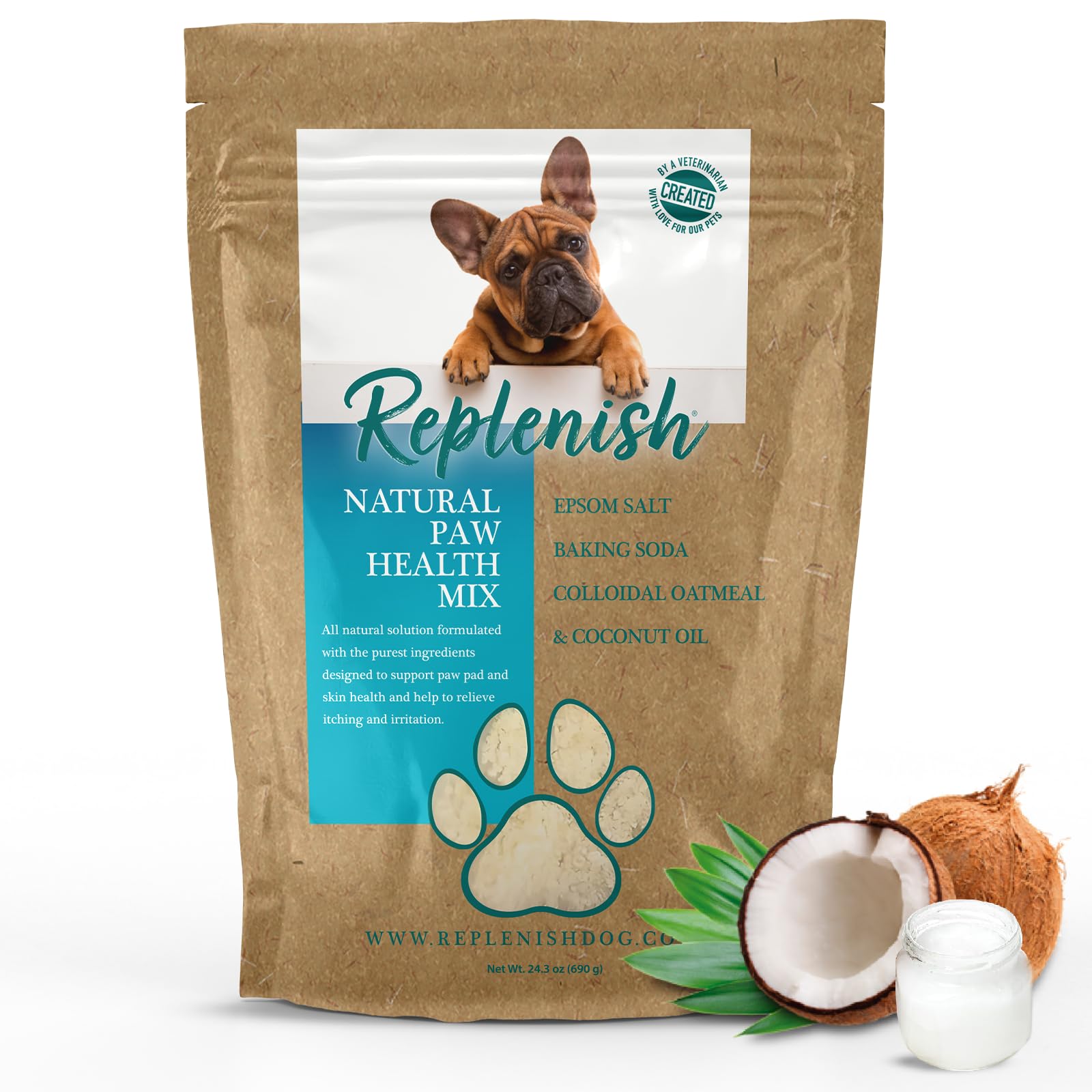 Replenish Dog Paw Health Mix – Natural Skin Soother, Moisturizer and Paw Softener for Your Pup, Foot Soak (Pack of 1)