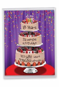 nobleworks - 18th milestone birthday card (8.5 x 11 inch) - 18 year old celebration, stationery from all of us - year time count 18 j9404mbg-us