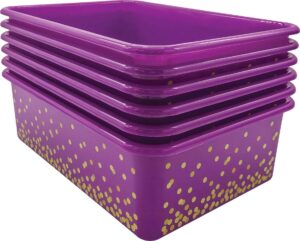 purple confetti large plastic storage bins - 6 pack